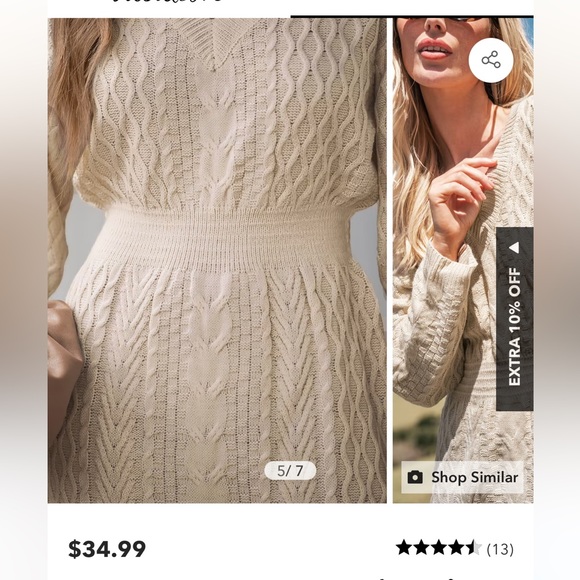 Cupshe | Dresses | Brand New V Neck Ribbed Cable Knit Sweater | Poshmark